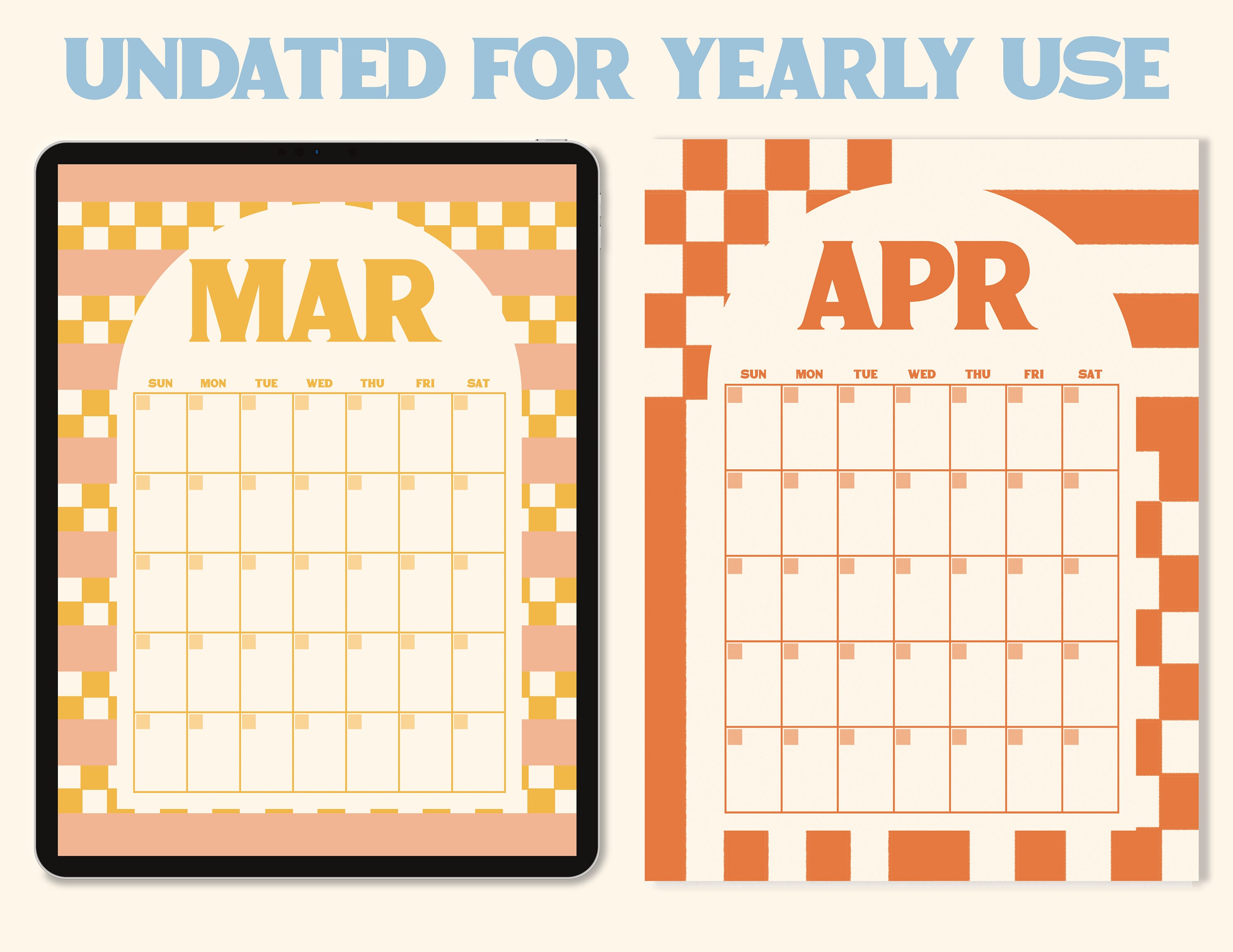 Checkerboard Monthly Digital Calendar | Printable & Undated Calendar ...