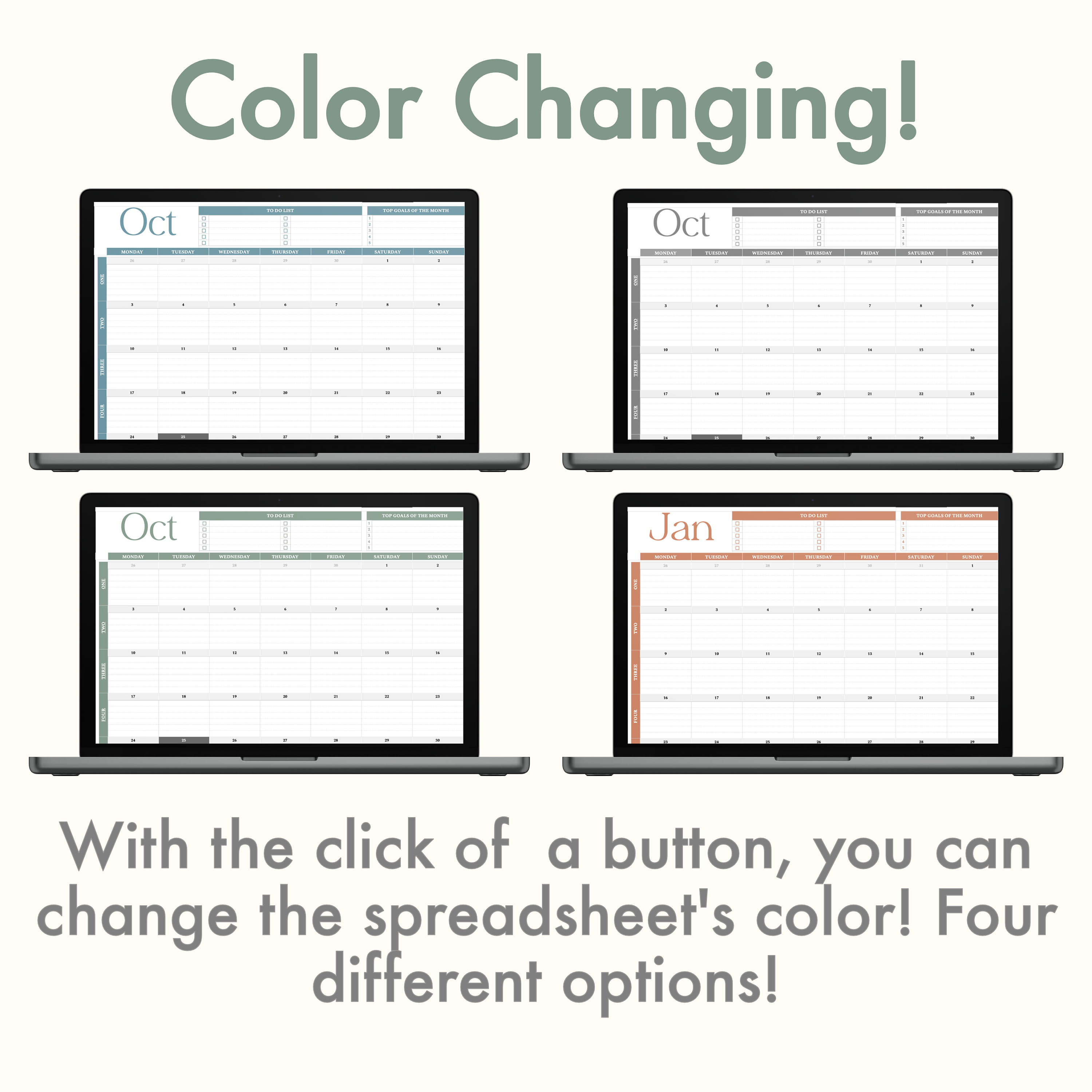 Dynamic & Editable Spreadsheet Calendar With Daily Weekly Monthly ...
