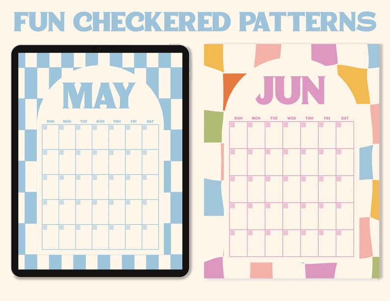 Checkerboard Monthly Digital Calendar | Printable & Undated Calendar ...
