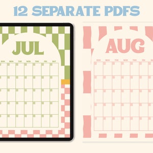 Checkerboard Monthly Digital Calendar | Printable & Undated Calendar ...
