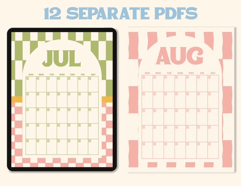 Checkerboard Monthly Digital Calendar | Printable & Undated Calendar ...
