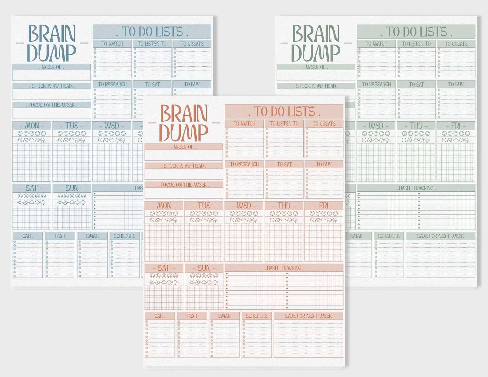 Easy Brain Dump Printable to Helpdeclutter Your Mind: Weekly Digital ...
