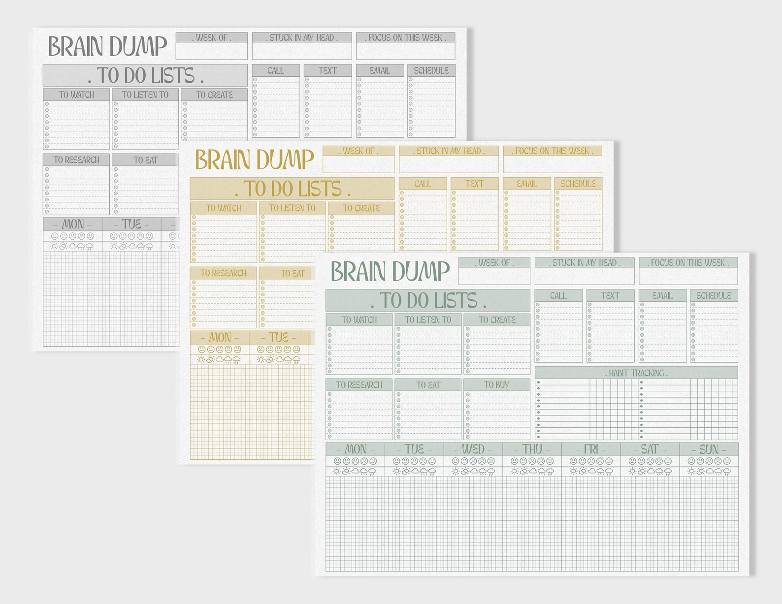 Easy Brain Dump Printable to Helpdeclutter Your Mind: Weekly Digital ...