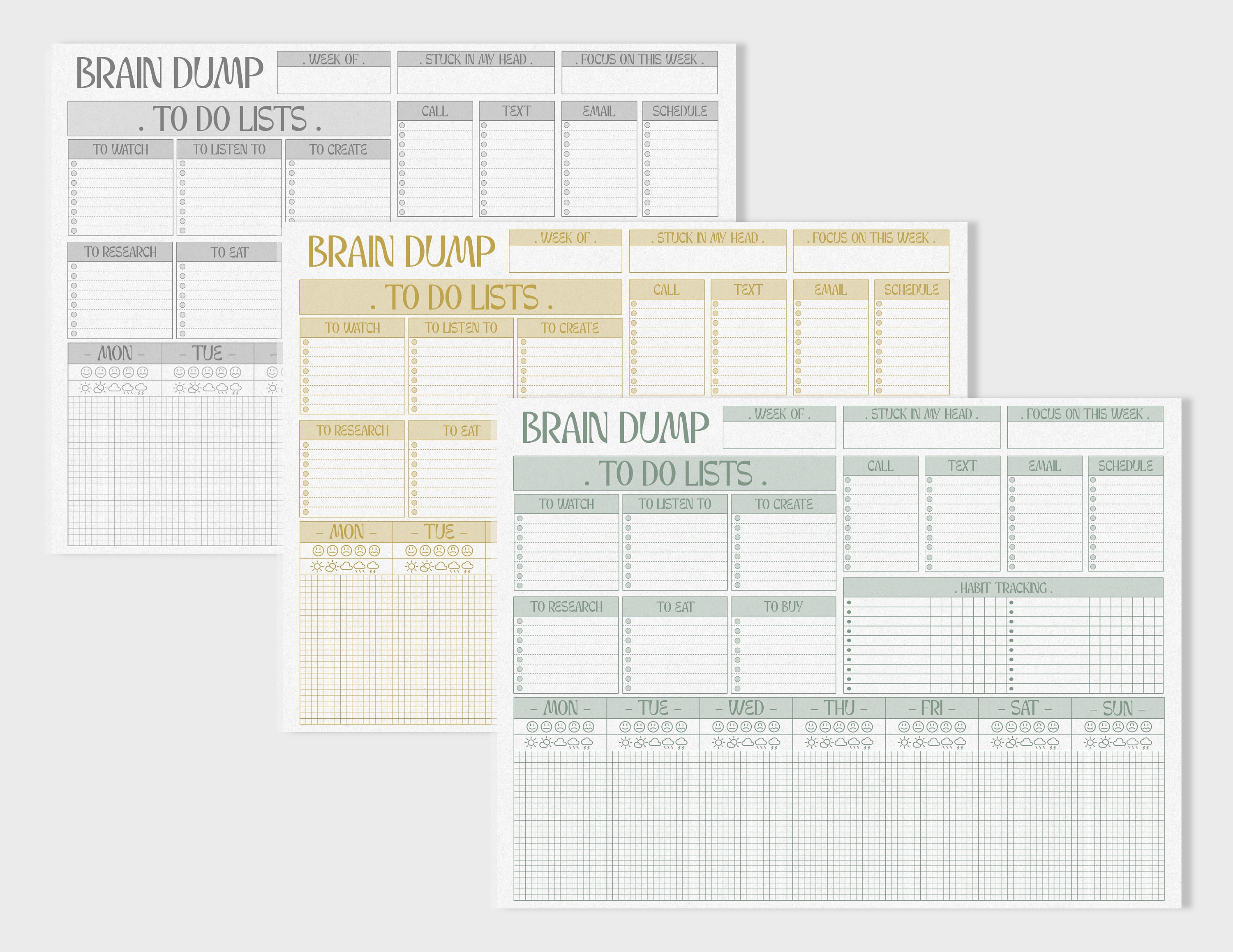 Easy Brain Dump Printable to Helpdeclutter Your Mind: Weekly Digital ...