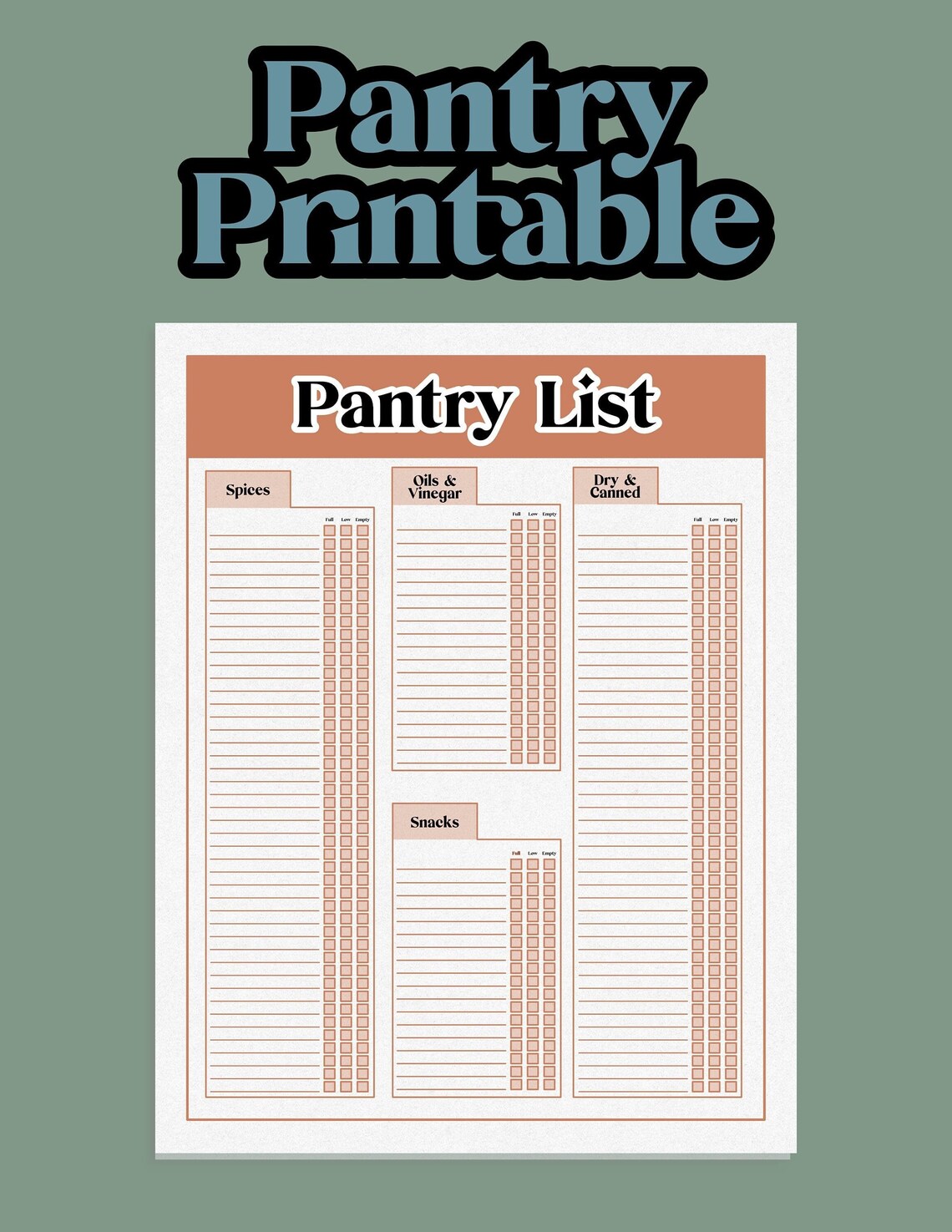 Pantry Inventory// Printable // PDF // Multi-color - Etsy Canada