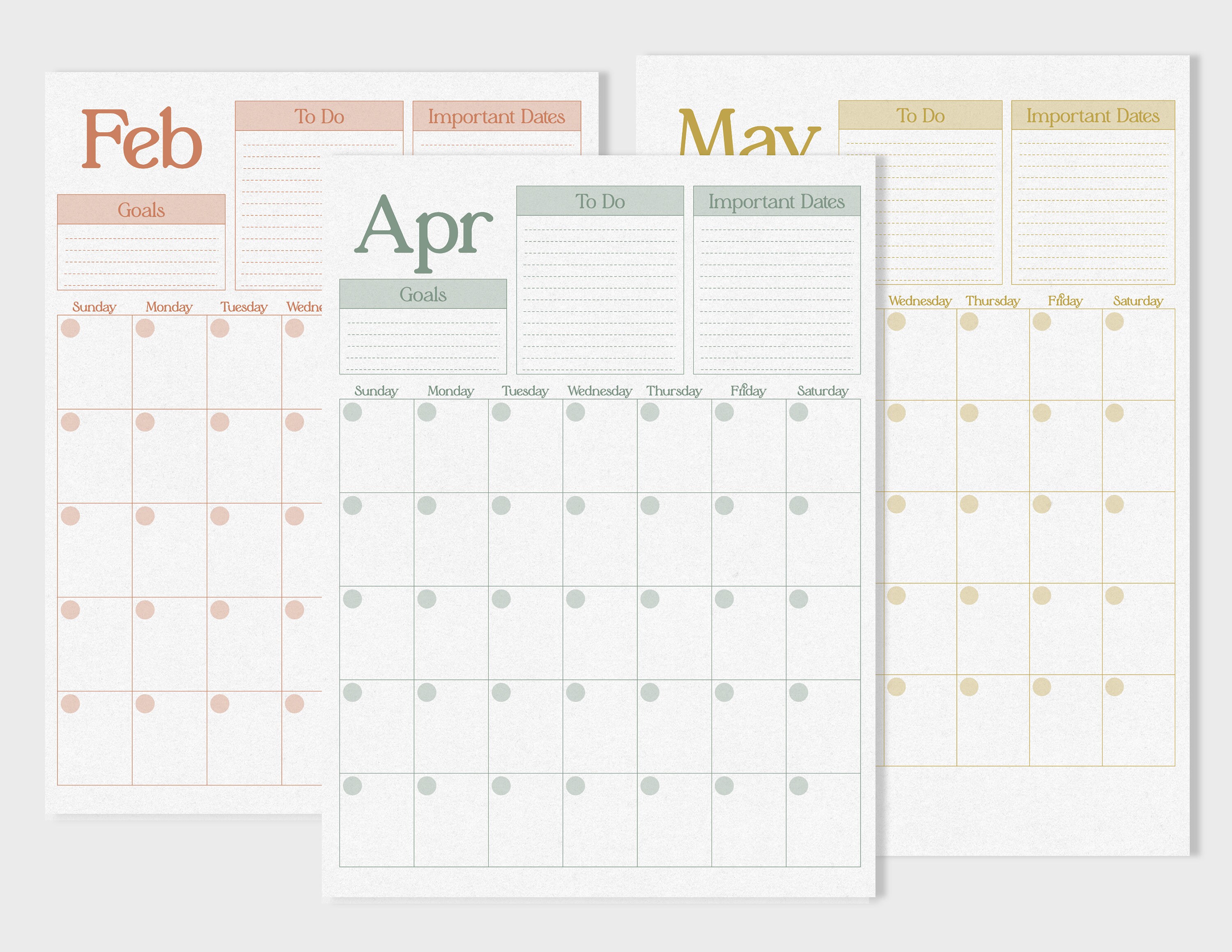 Monthly Calendar for iPad & Printable - Undated, Cute, Customizable ...