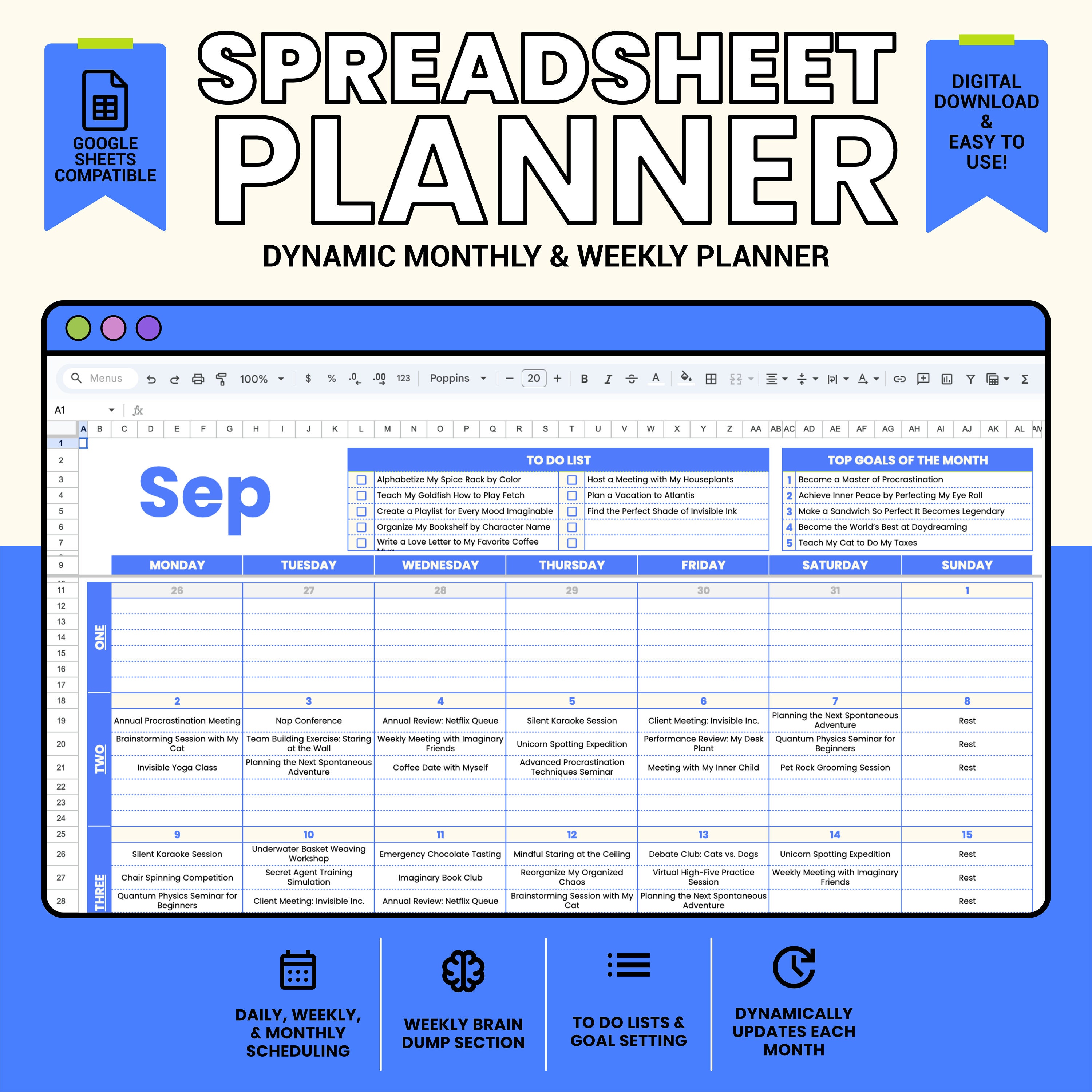 2024 Editable Calendar | Google Sheets Planner With Daily, Weekly ...