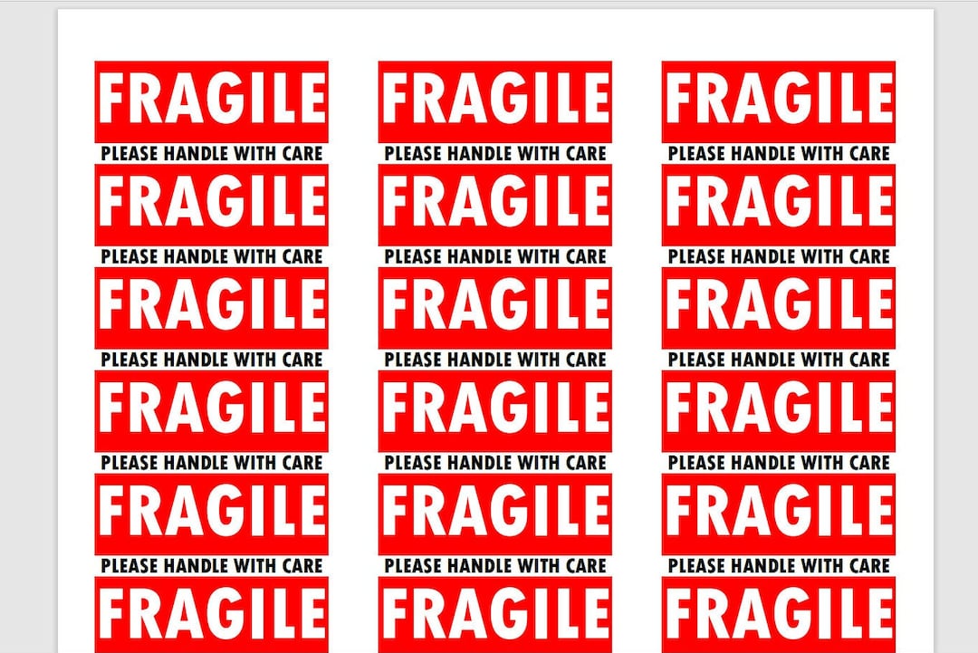 30 X Fragile Labels PDF (digital Download) - Version 2 - Etsy