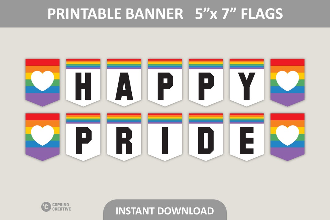 Happy Pride Banner Printable / Pride Decorations / Uses LESS INK / 5" X ...
