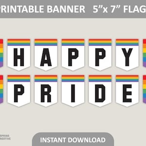 Happy Pride Banner Printable / Pride Decorations / Uses LESS INK / 5" X ...