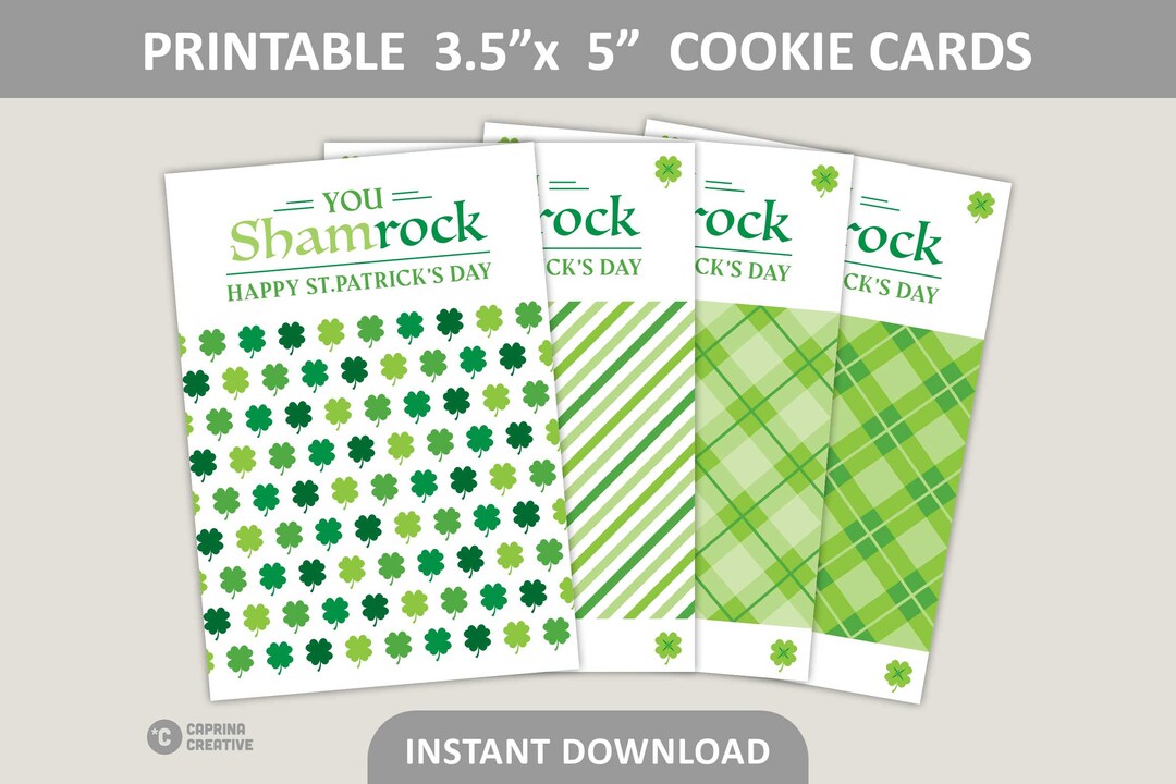St Patricks Day Cookie Cards Printable / You Shamrock / 3.5” X 5 ...