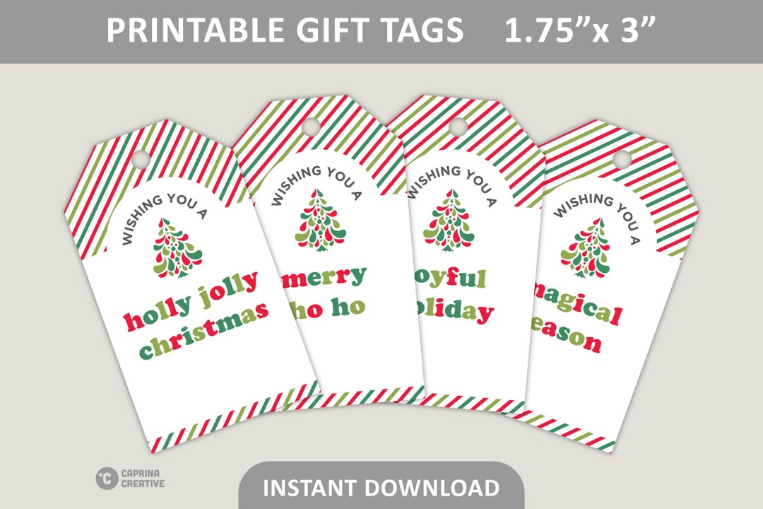 Christmas Gift Tags Printable / Holly Jolly / Merry Ho Ho / Joyful ...