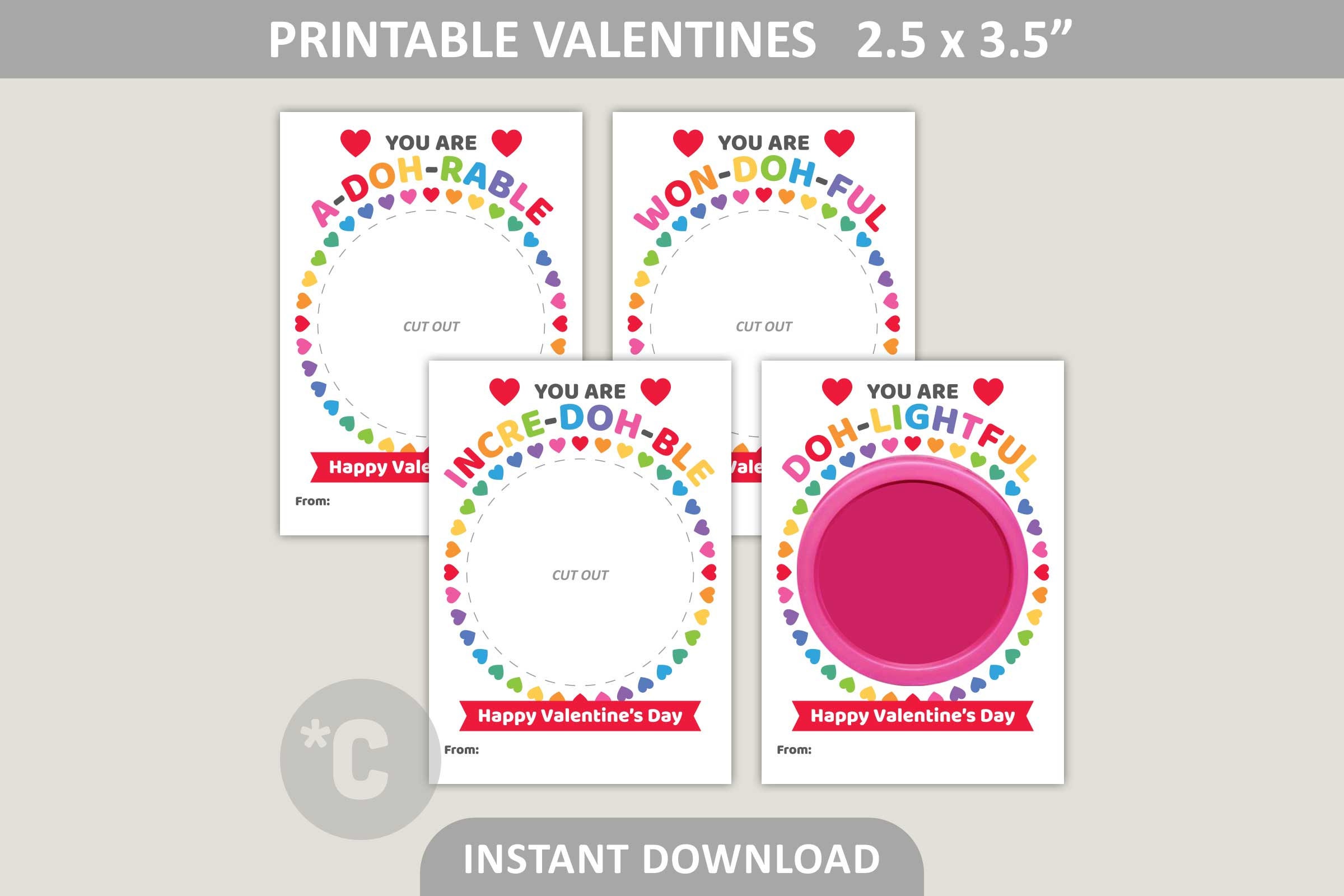 Play Doh Valentine Printable Cards / Play Dough Classroom Valentines ...