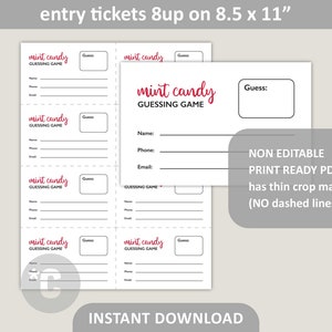 Mint Candy Guessing Game Printable / Guess How Many Mints in the Jar ...