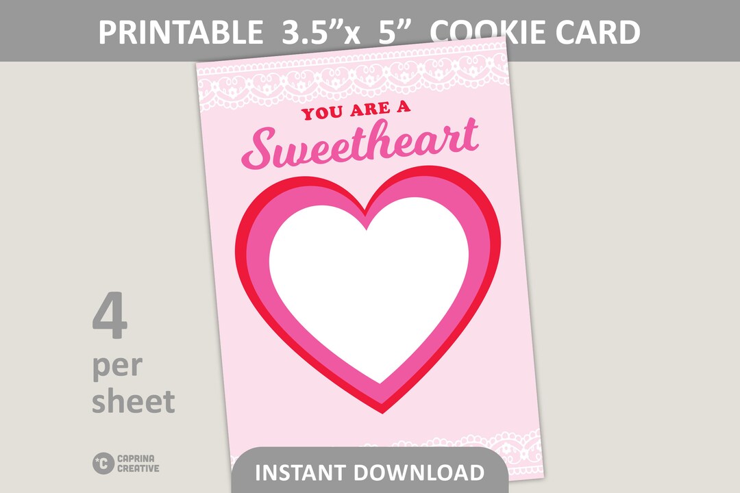 You Are A Sweetheart Cookie Printable / Valentines Day Baking / 3.5” X ...