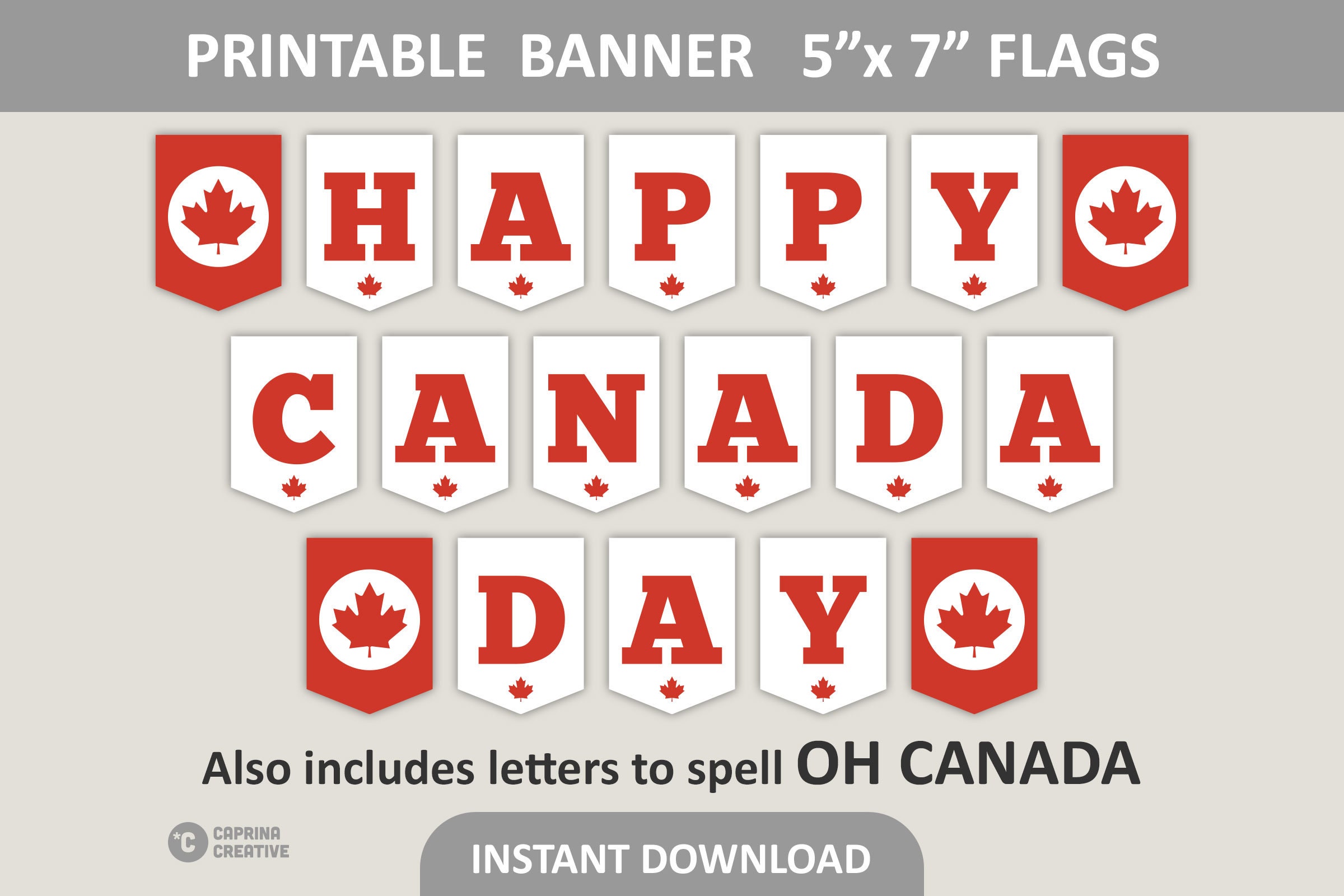 Canada Day Banner Printable / Oh Canada Day Decorations / Red & White ...