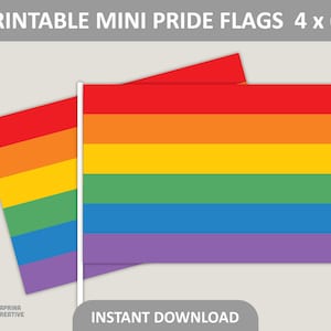 Mini Pride Flag Printable / Pride Decorations / 4" X 6" Hand Flags / 8. ...