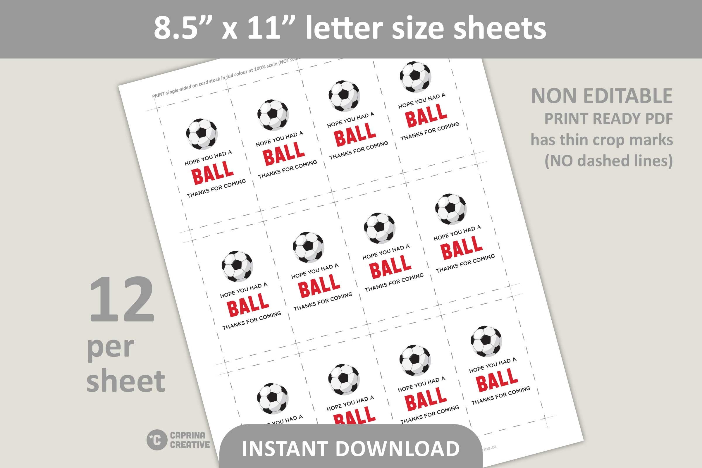 Printable Party Favor Tags / Soccer Birthday Party / Soccer Tournament ...