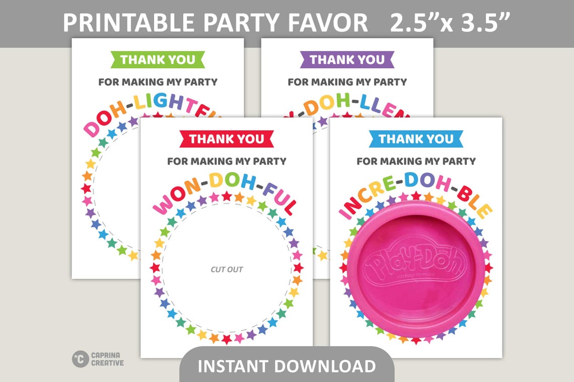 Play Doh Party Favors Printable / Play Dough Birthday Favors / 2.5" X 3 ...