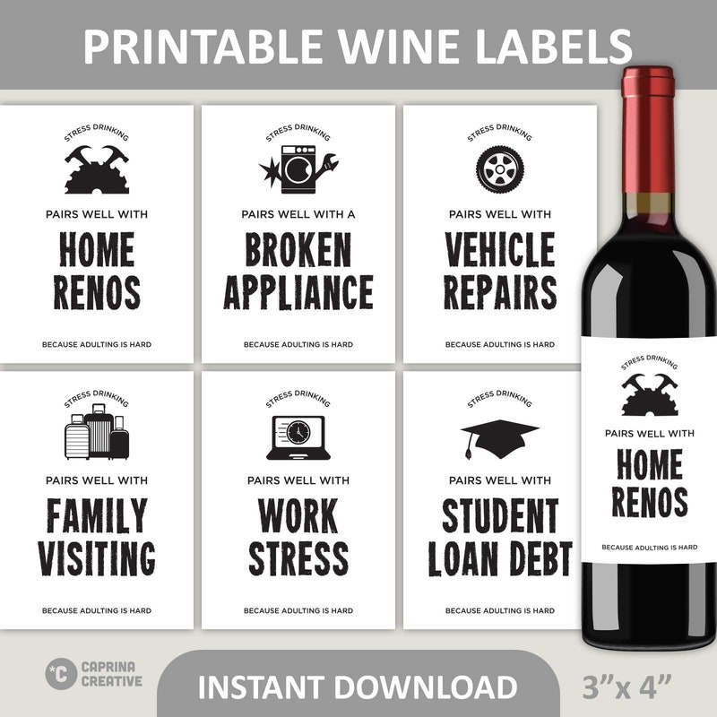 Funny Wine Labels - Etsy UK