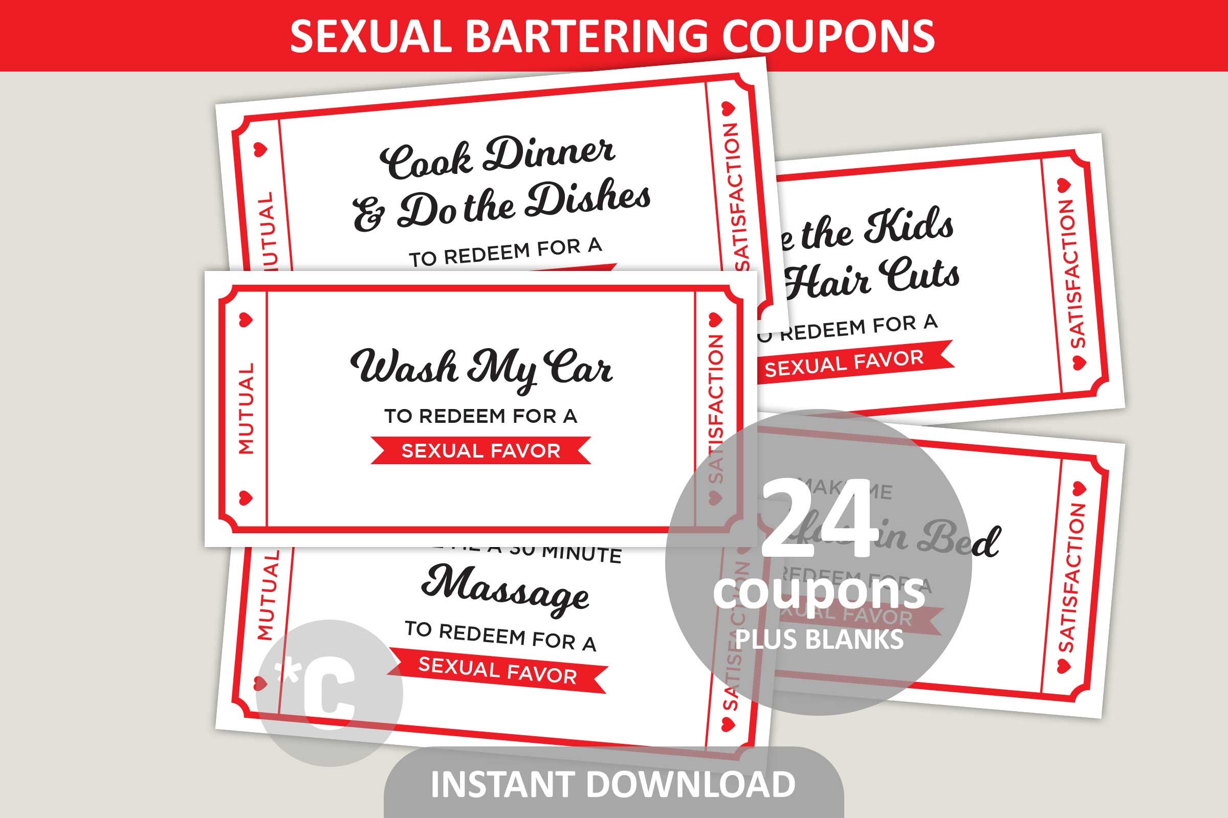 Sexual Favor Coupons Printable Sexual Bartering Vouchers Sex Coupon Adult Reward Coupons