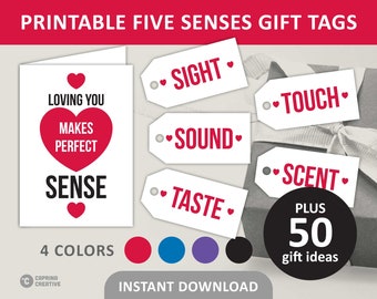 Five Senses Gift Tags & Valentines Day Card. Instant Download - Etsy