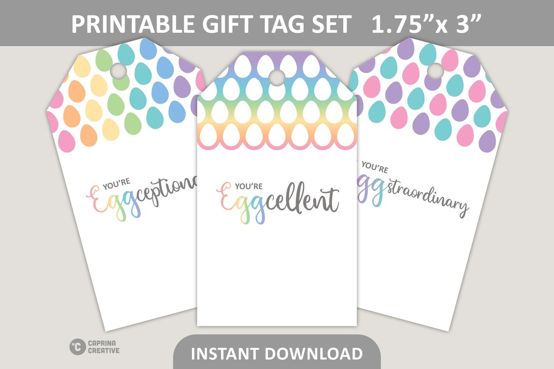 Eggcellent Easter Tags Printable / Easter Basket Tags / Egg Pun Treat ...