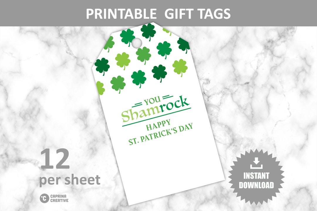 You Shamrock Tags / Printable St. Patrick's Treat Tag Set / Goodie Bag ...
