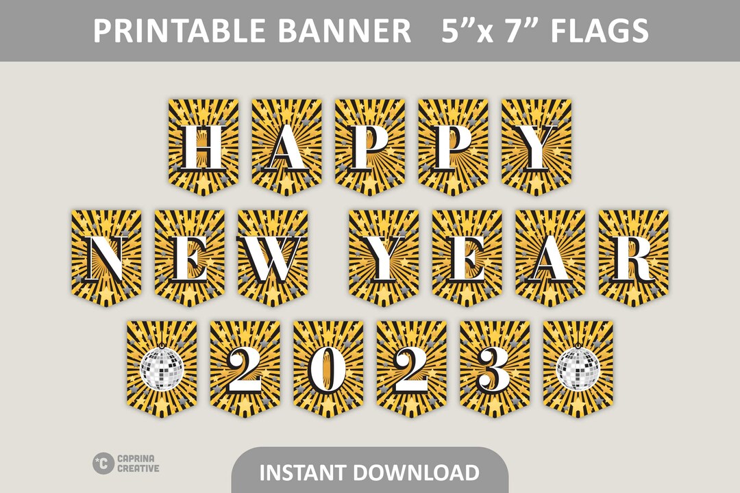 Happy New Year 2023 Banner Printable / New Years Eve Party Decoration ...