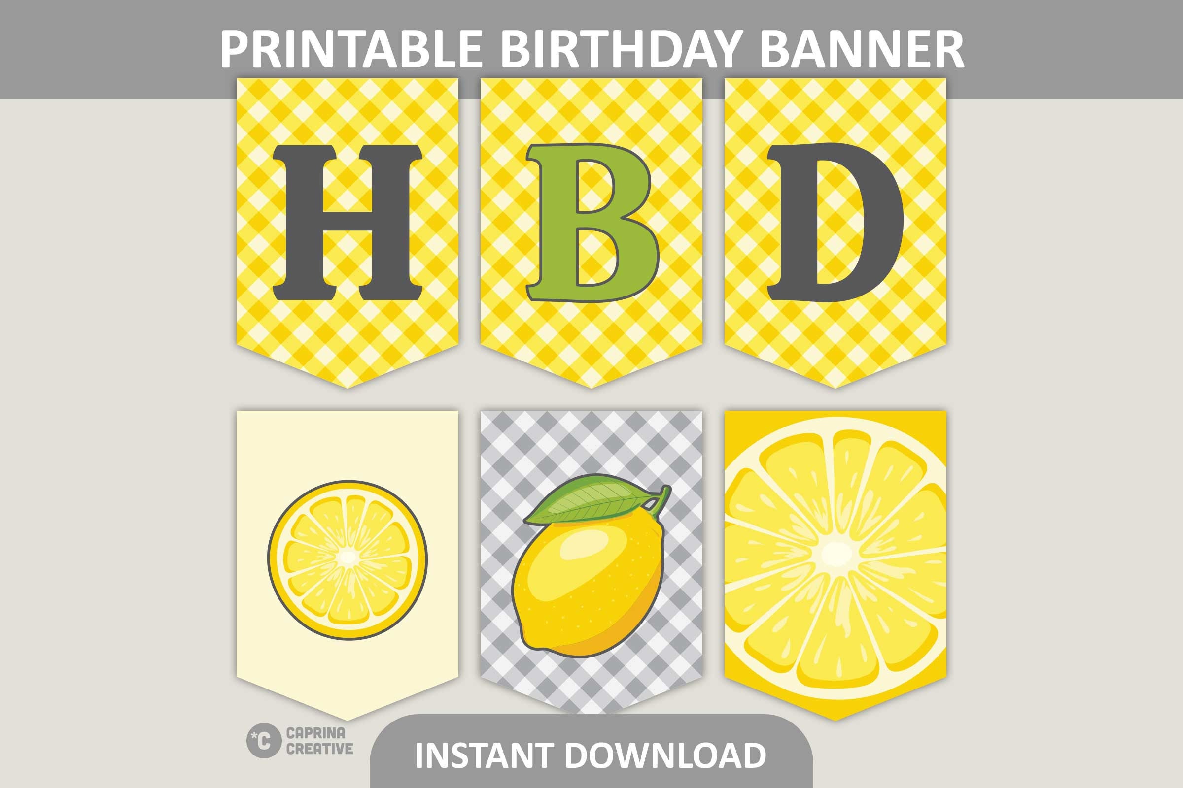 Lemon Birthday Banner Printable / Citrus Party Decor / Happy Birthday ...