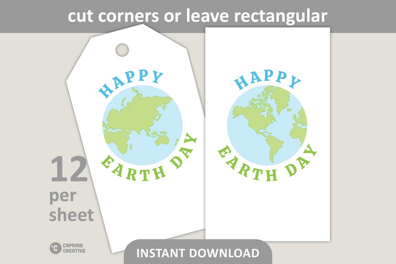 Earth Day Tags Printable / Earth Day Party Favors / Cookie Tags ...
