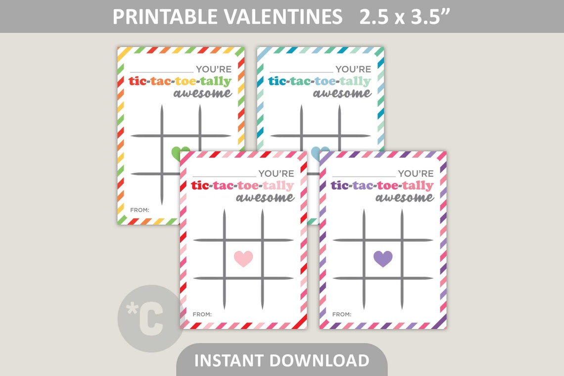Printable Tic-tac-toe Valentines Cards / Classroom Valentines Candy ...
