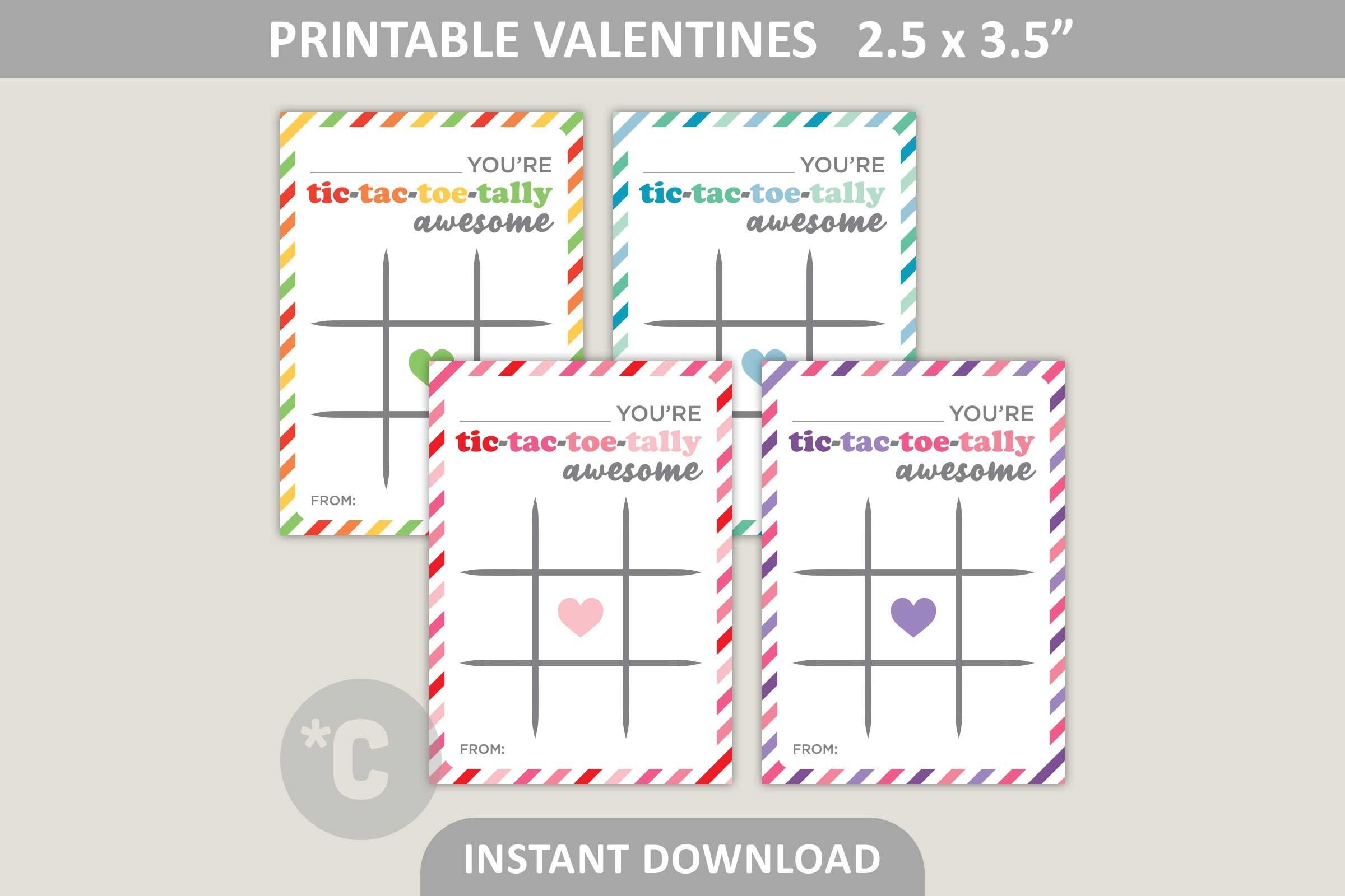 Printable Tic-tac-toe Valentines Cards / Classroom Valentines Candy ...