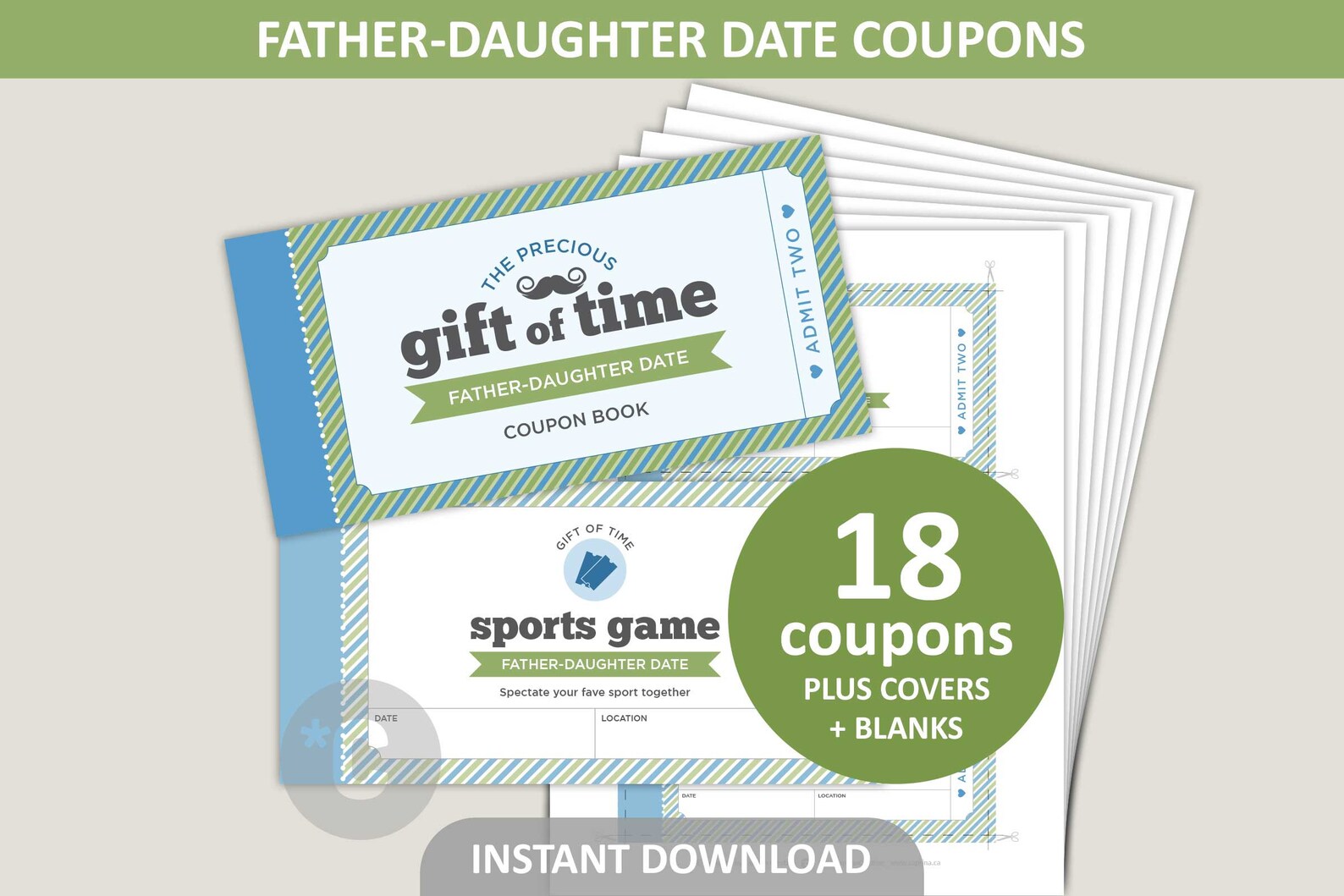 Father Daughter Dates Coupon Book Printable / Birthday Gift for Dad ...