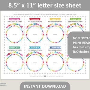 Play Doh Party Favors Printable / Play Dough Birthday Favors / 2.5" X 3 ...