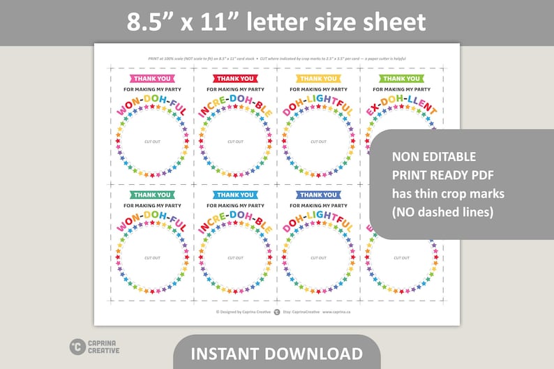 Play Doh Party Favors Printable / Play Dough Birthday Favors / 2.5" X 3 ...