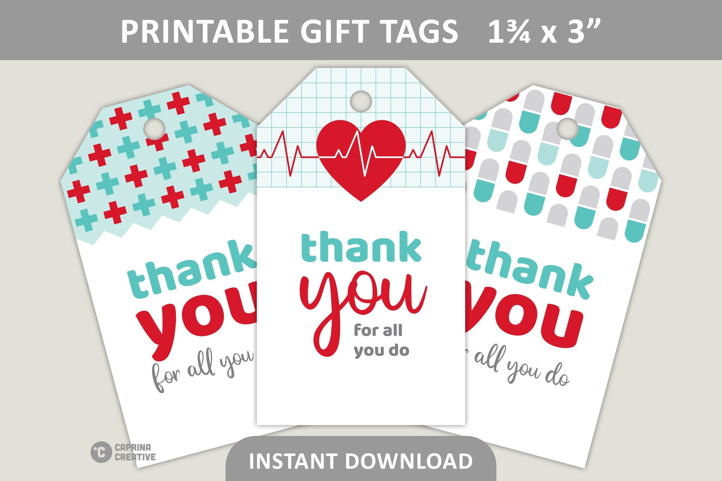 Thank You Nurse Tags Printable / Medical Thanks / Doctor Appreciation ...