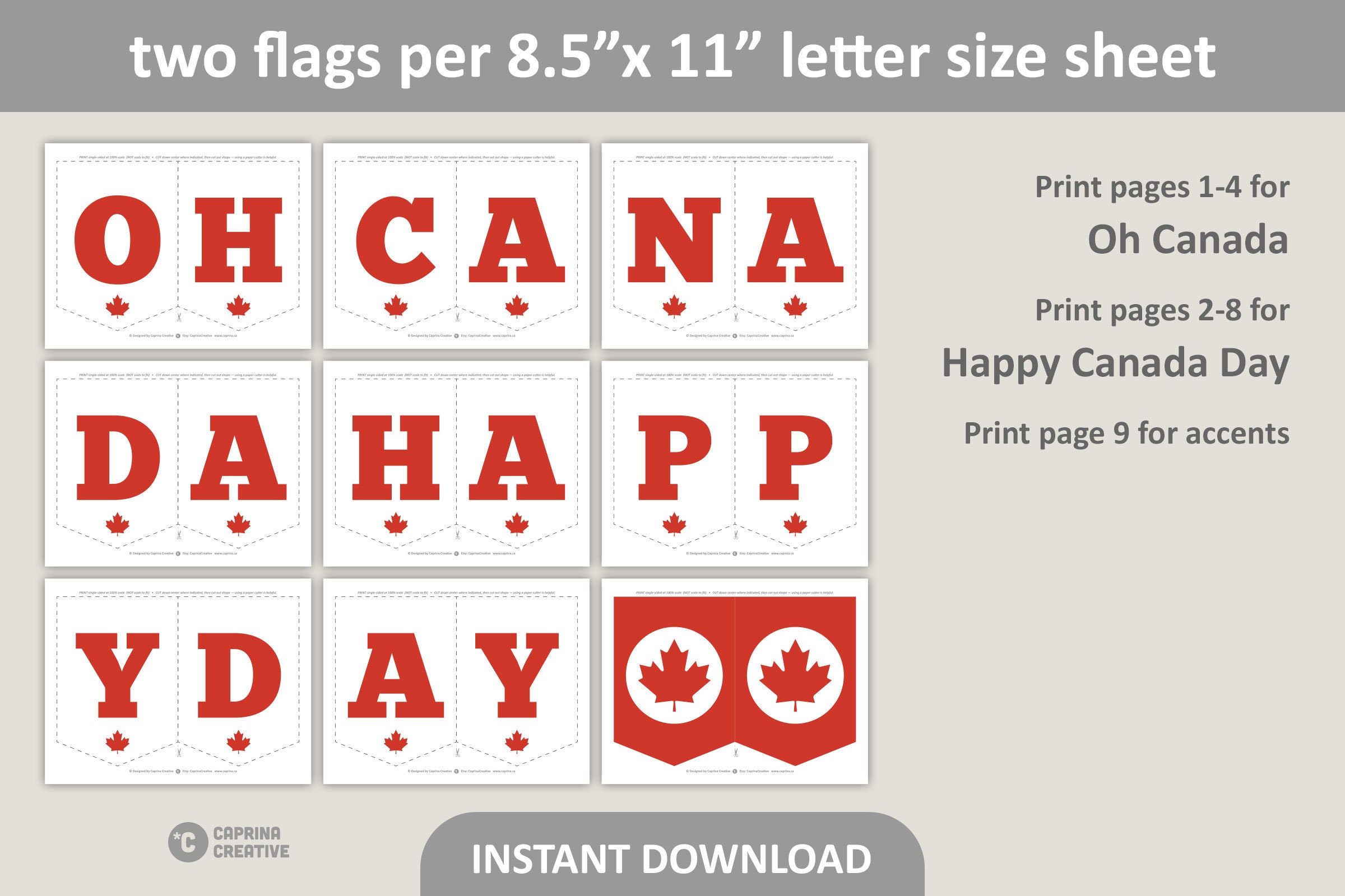 Canada Day Banner Printable / Oh Canada Day Decorations / Red & White ...