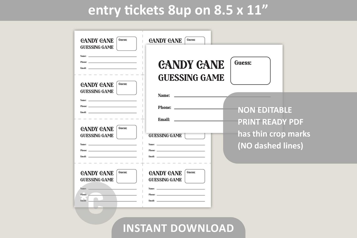 Candy Cane Guessing Game Printable / Christmas Party Game / School ...