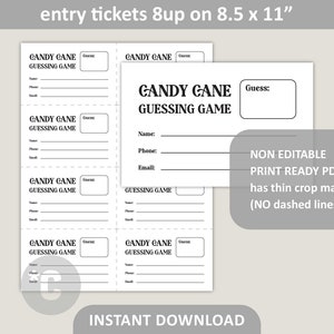 Candy Cane Guessing Game Printable / Christmas Party Game / School ...