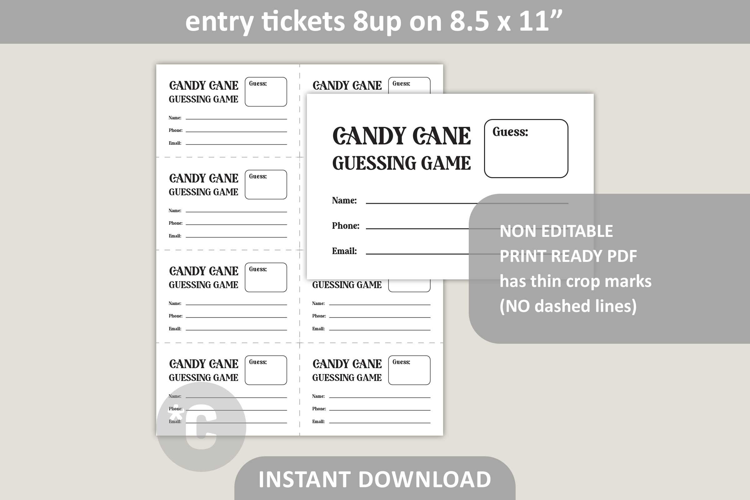 Candy Cane Guessing Game Printable / Christmas Party Game / School ...
