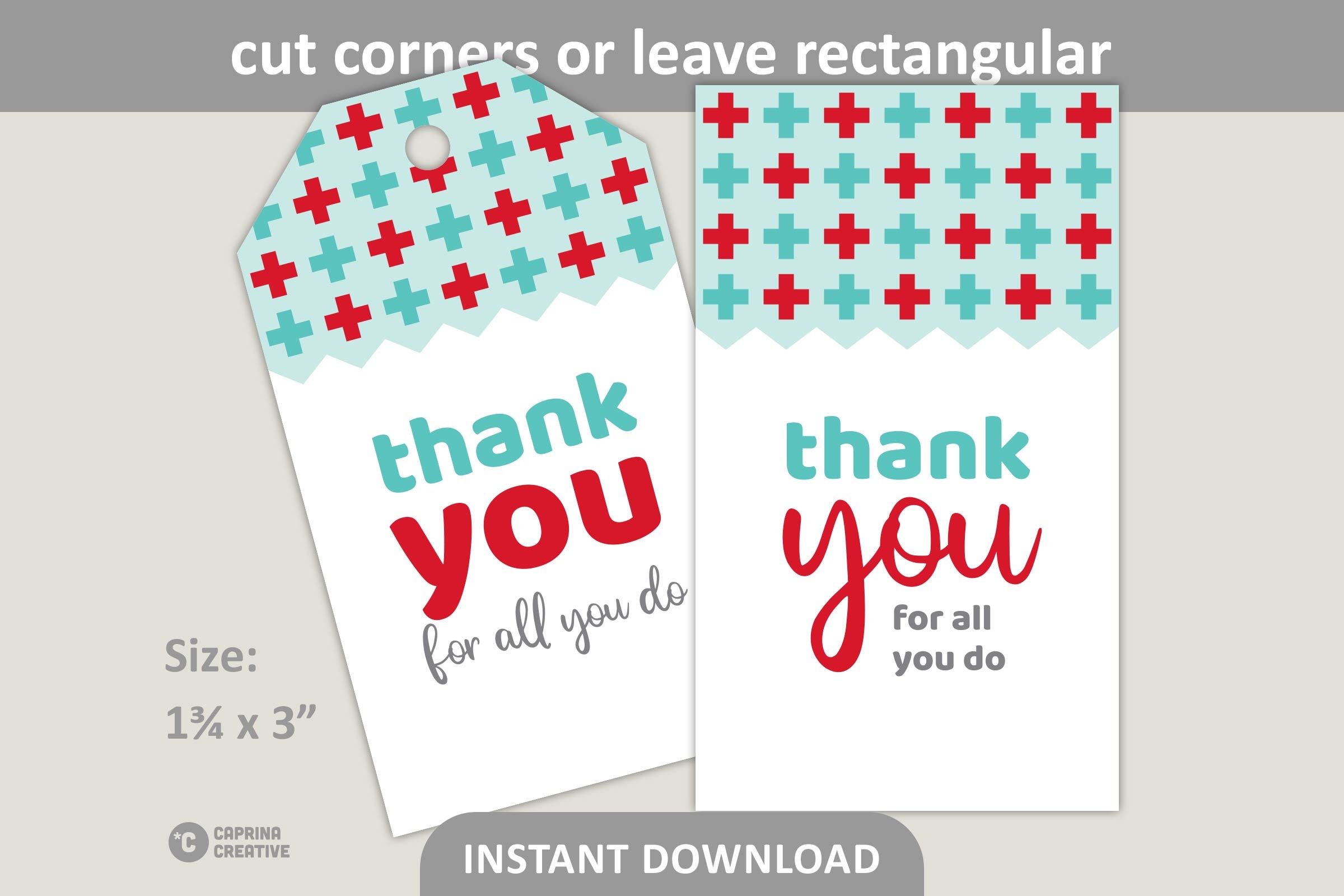 Thank You Nurse Tags Printable / Medical Thanks / Doctor Appreciation ...