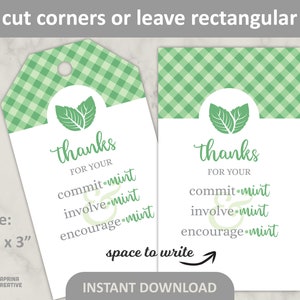 Encourage Mint Tags Printable / Teacher Appreciation Thank You Tags / 1 ...