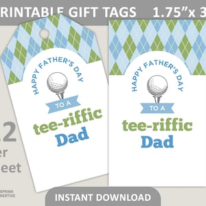 Happy Fathers Day Tags Printable / Tee-riffic Dad Golf Theme Cookie ...