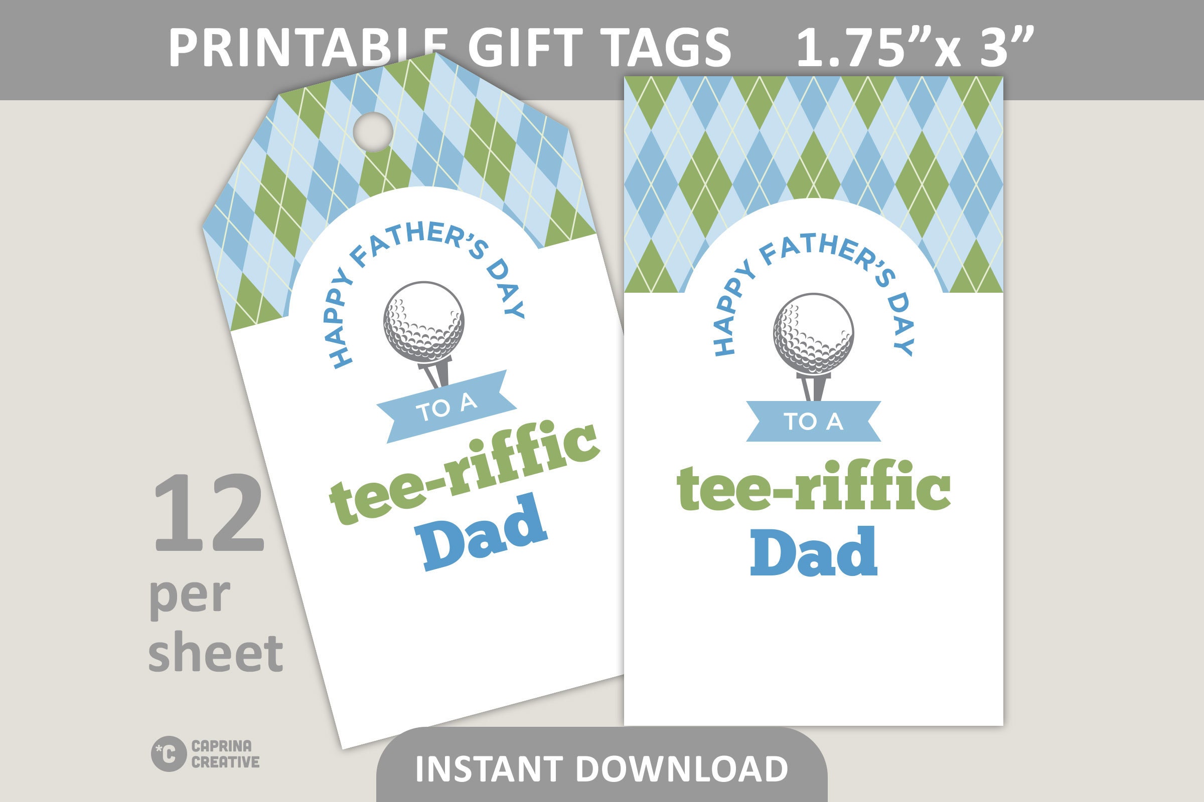 Happy Fathers Day Tags Printable / Tee-riffic Dad Golf Theme Cookie ...
