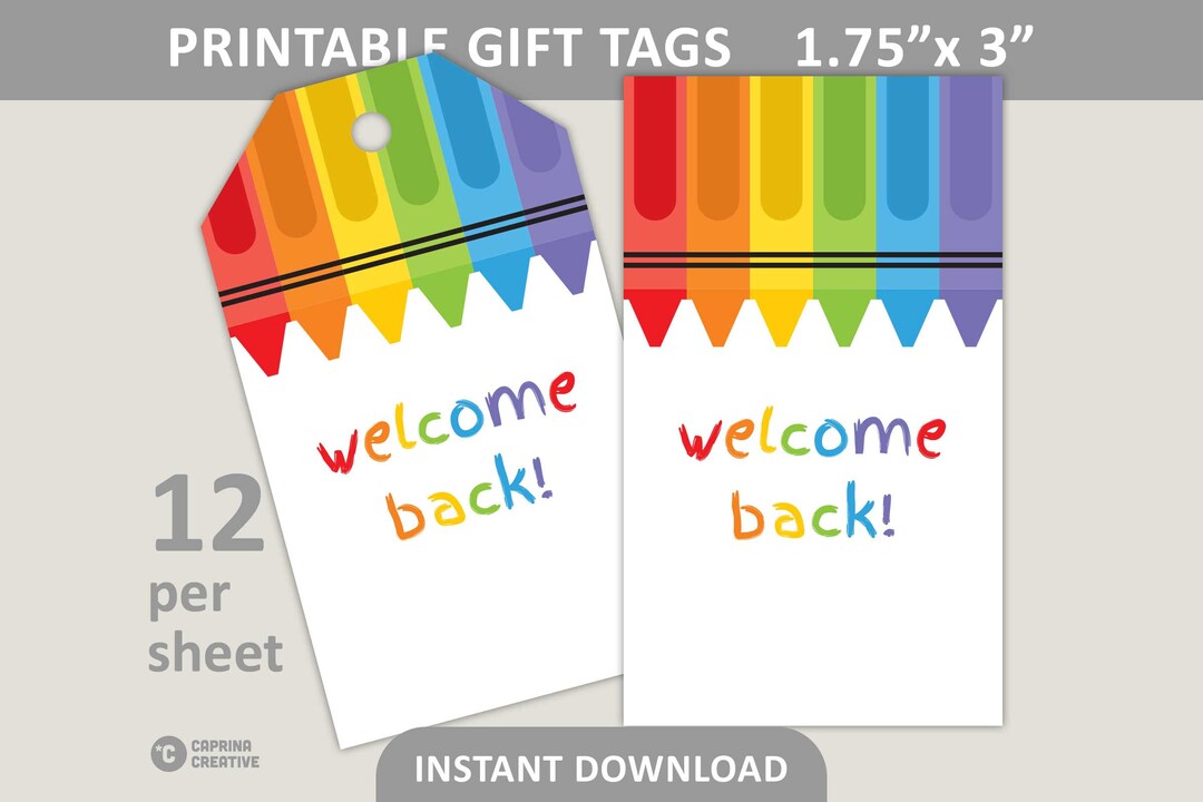 Back to School Tags Printable / Cookie Tags for Teachers or Students ...