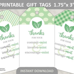 Encourage Mint Tags Printable / Teacher Appreciation Thank You Tags / 1 ...