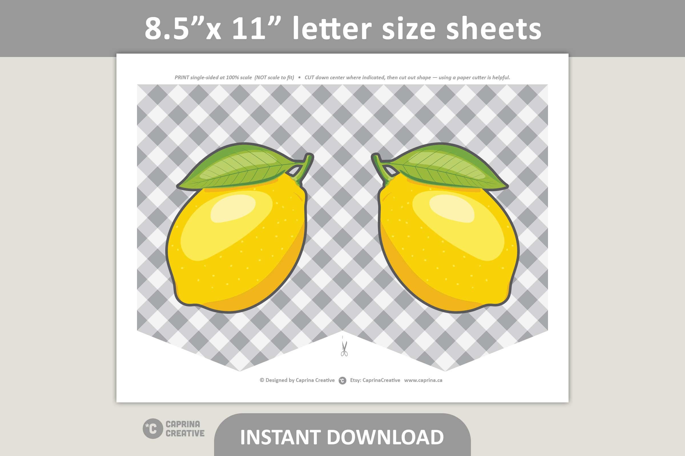 Lemon Birthday Banner Printable / Citrus Party Decor / Happy Birthday ...