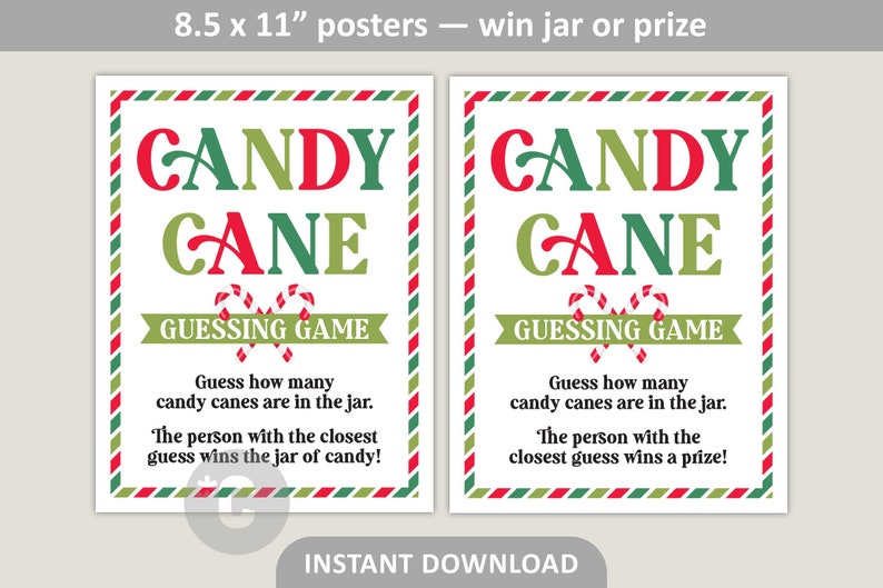 Candy Cane Guessing Game Printable / Christmas Party Game / School ...