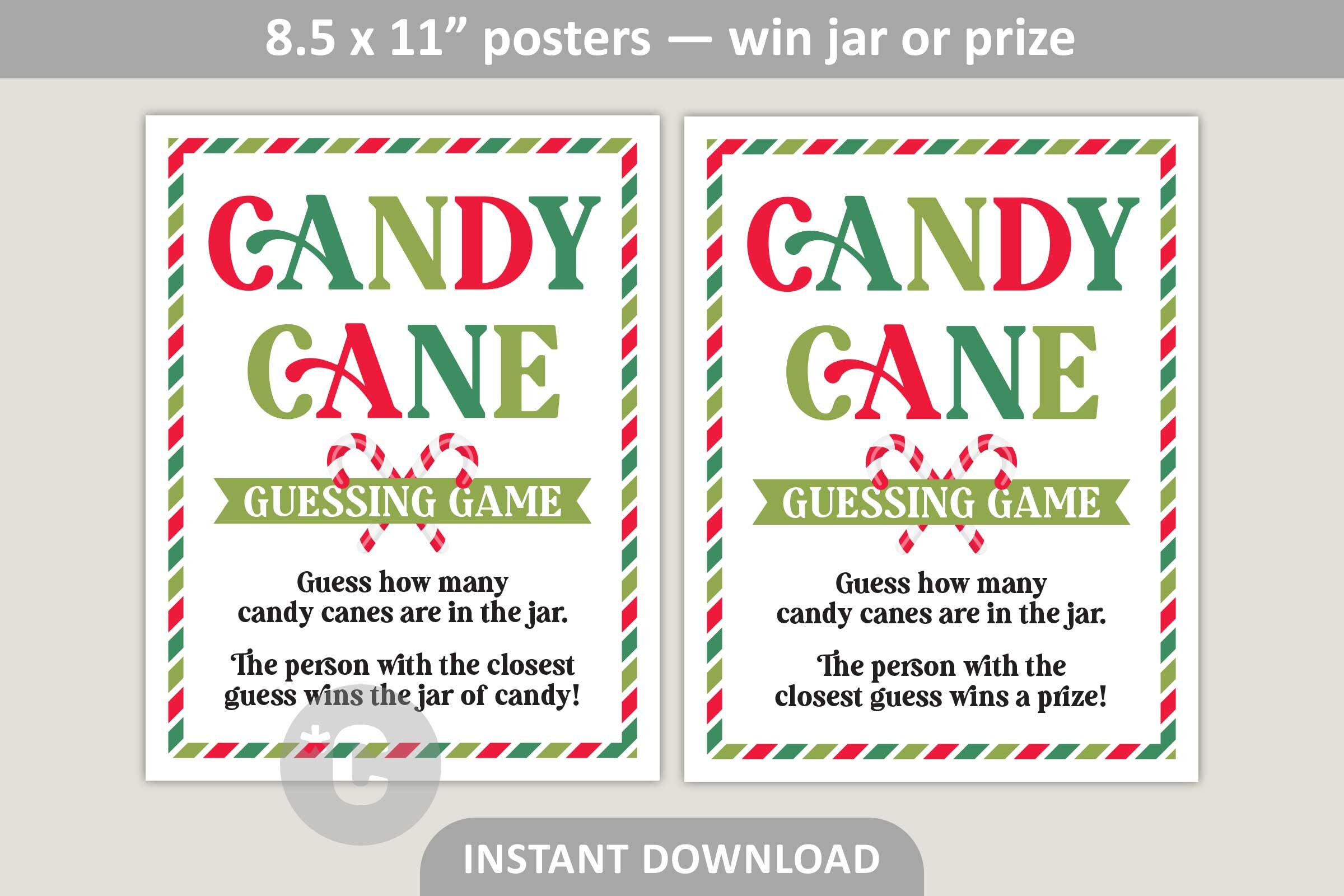 Candy Cane Guessing Game Printable / Christmas Party Game / School ...